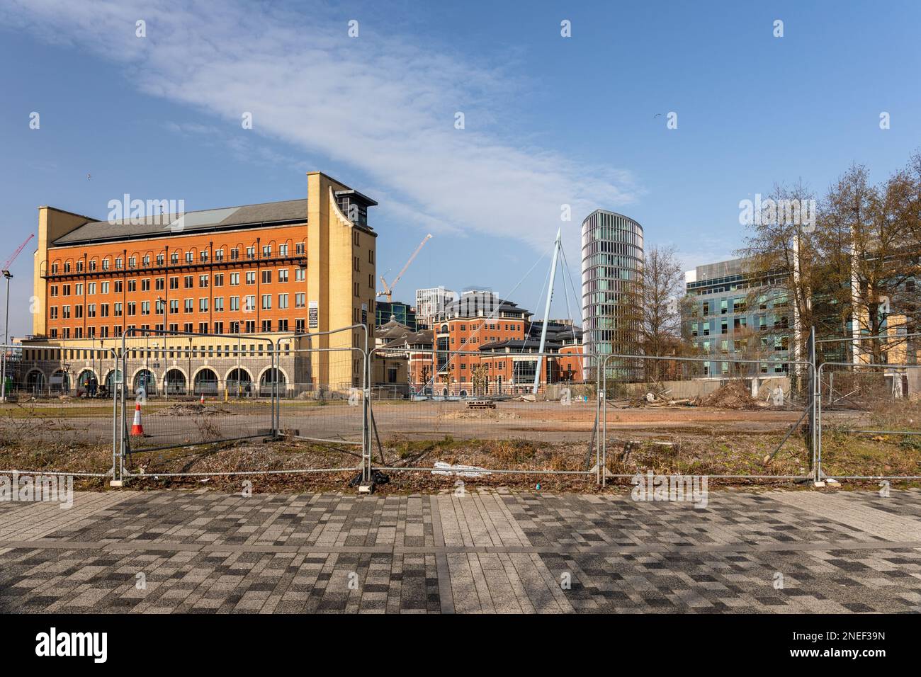 Cordoned off area for redevelopment of The Temple Quay Quarter in ...
