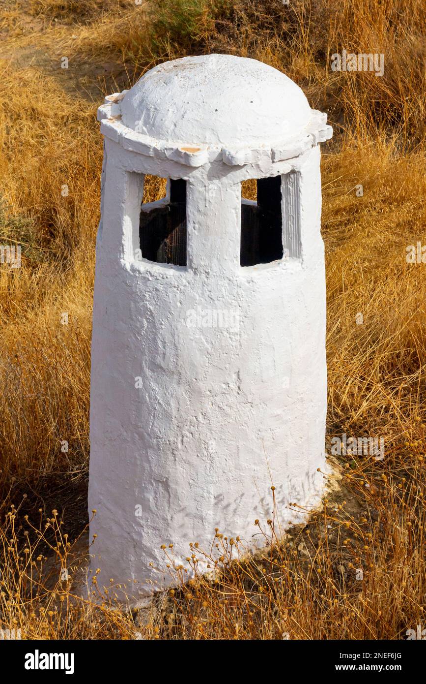 Chimney of underground cave houses in the Barrio de Cuevas area of ...