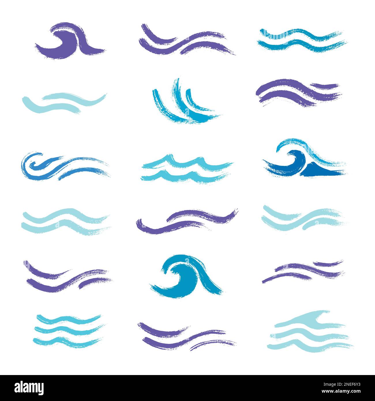 wave brush strokes vector set background. Artistic curve blue lines ...