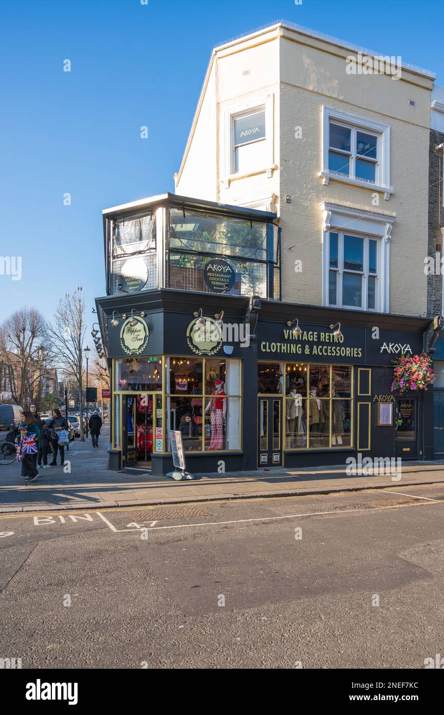 Exterior of the Pepper Tree London, a vintage clothing store selling ...