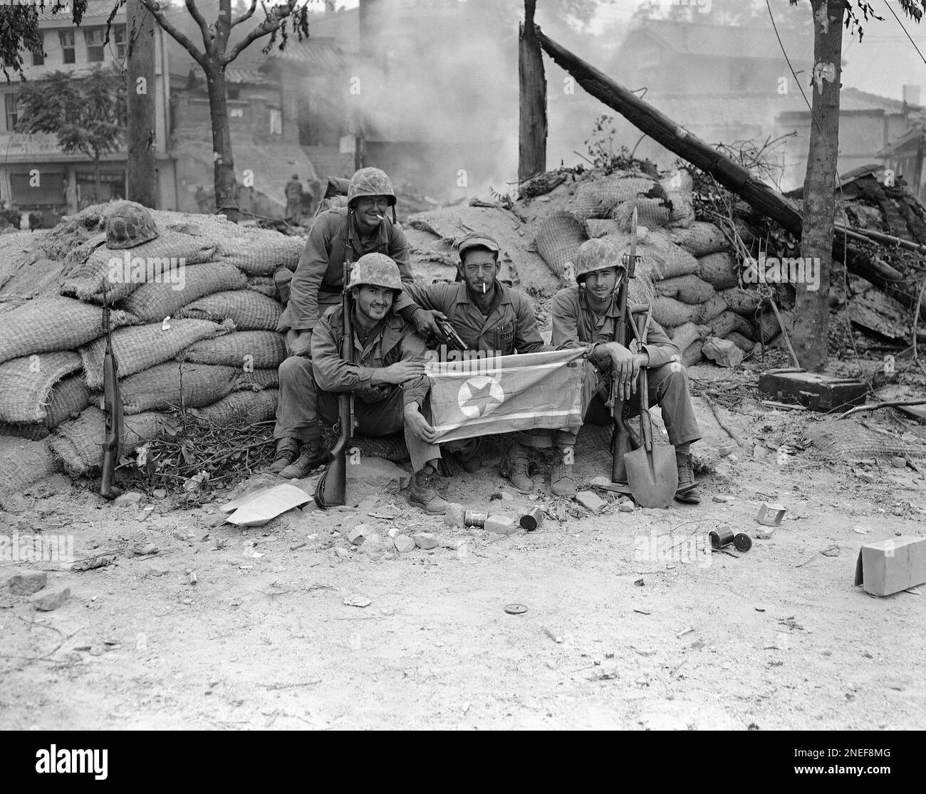 These Gis proudly display captured North Korean flag taken in the ...