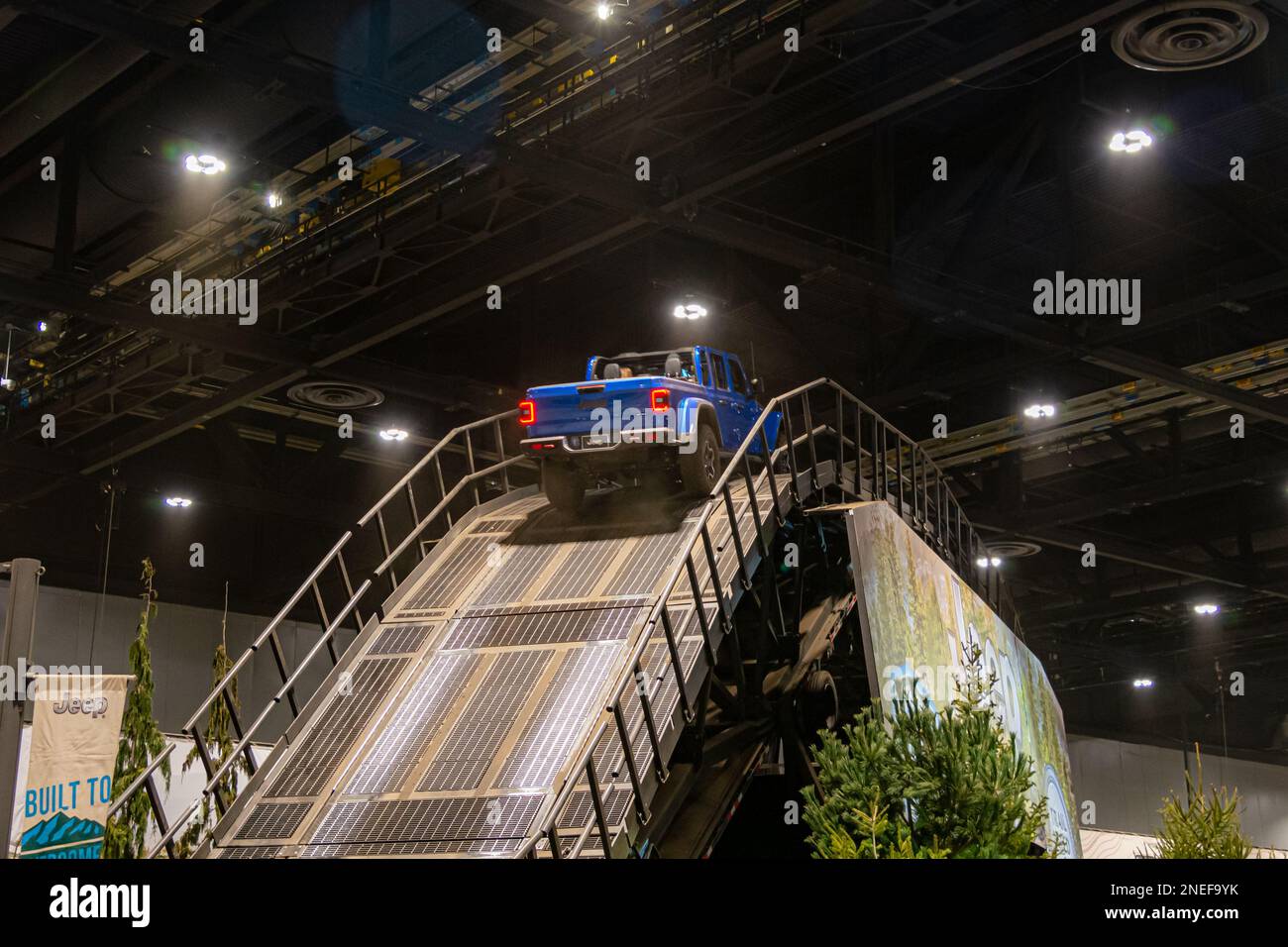 Chicago, IL, USA - February 15, 2023: Jeep Gladiator full of spectators ...