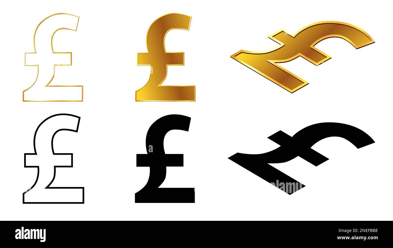 European Union Euro EUR currency golden signs, silhouette and outline ...