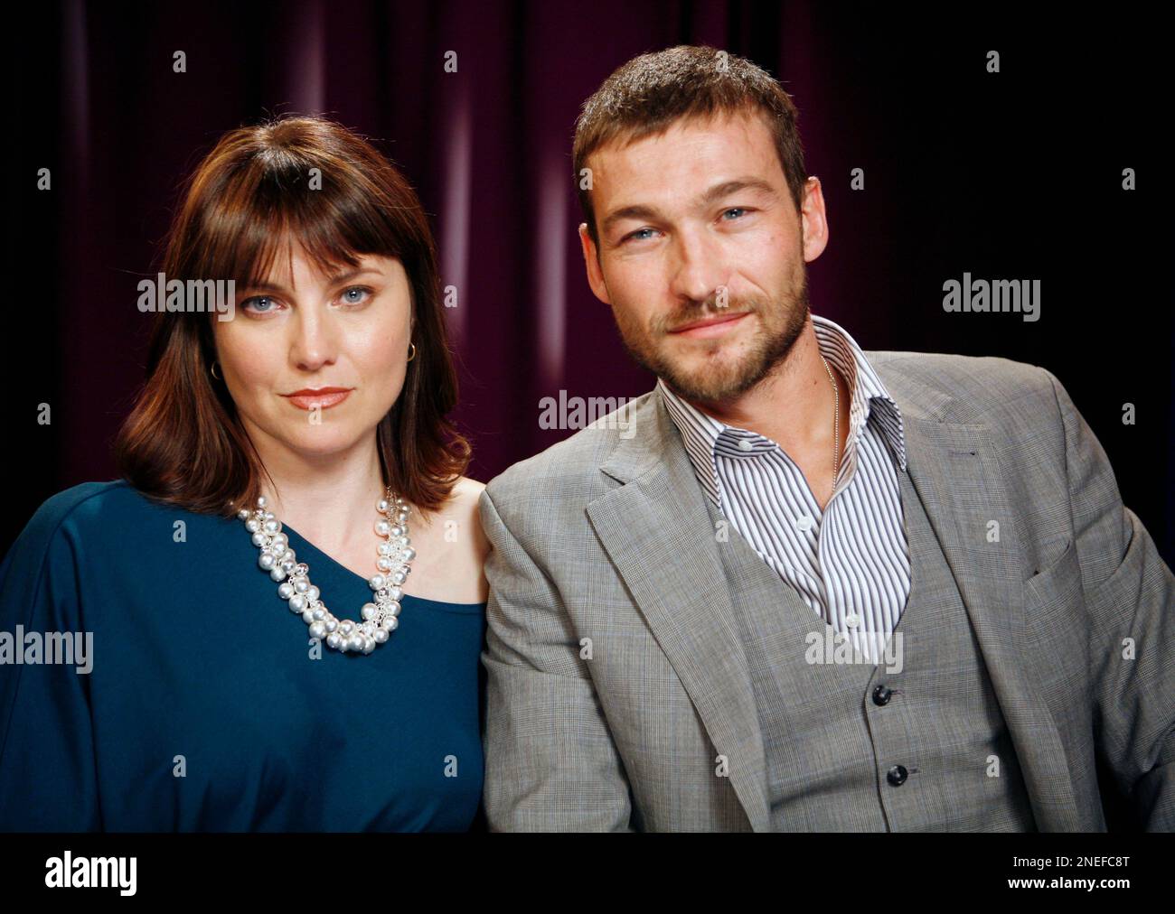 Actors Lucy Lawless and Andy Whitfield pose for a portrait Tuesday, Jan ...