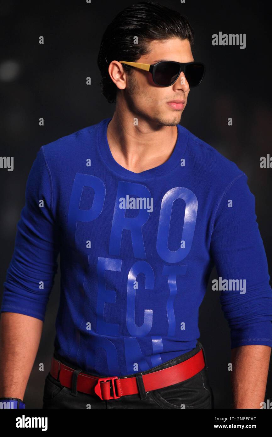 Brazilian model Jesus Luz wears a creation from the Brazilian Ellus ...