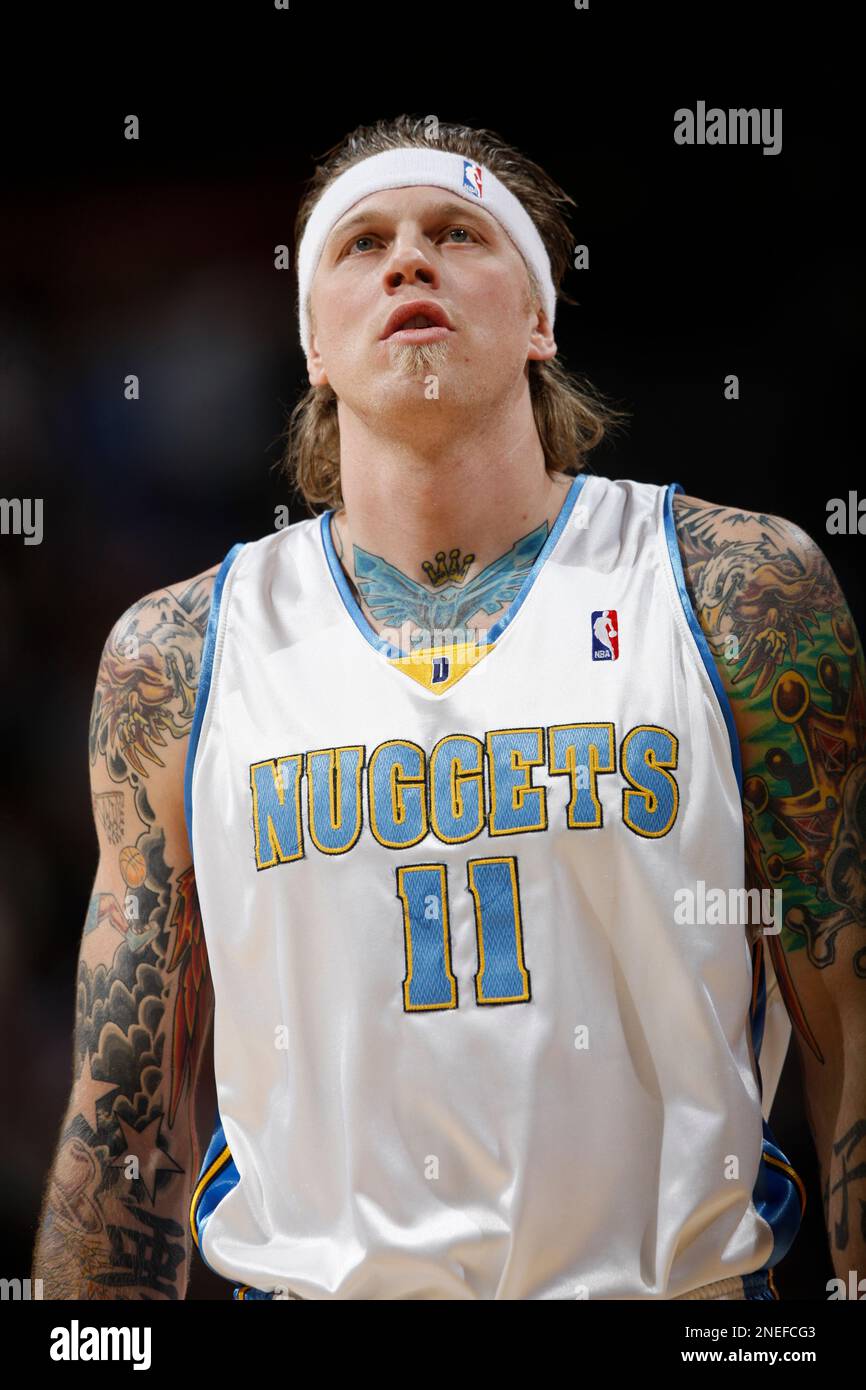 Denver Nuggets forward Chris Andersen reacts while facing the Orlando ...