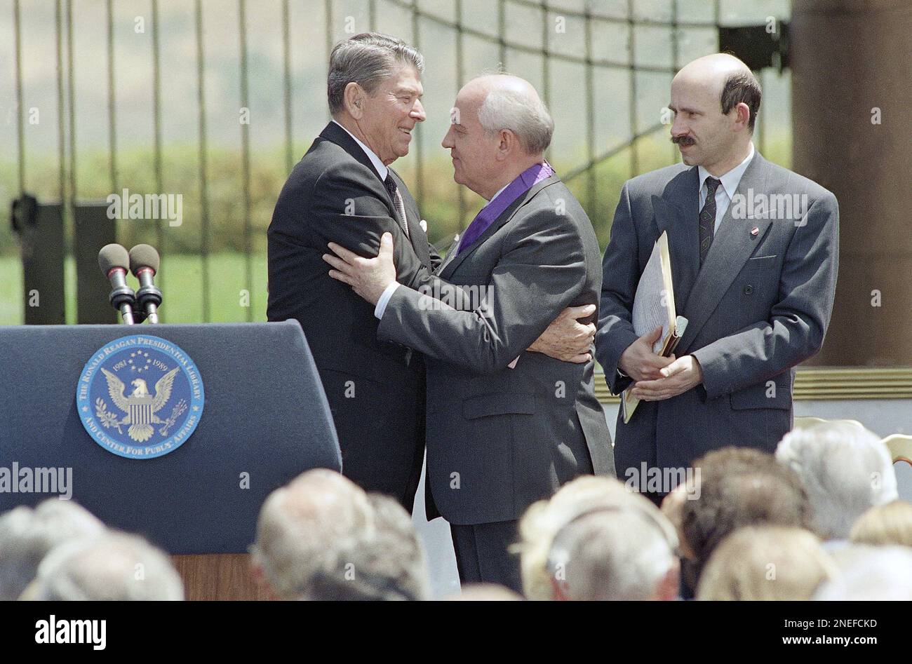 Former President Ronald Reagan and former Soviet President Mikhail ...