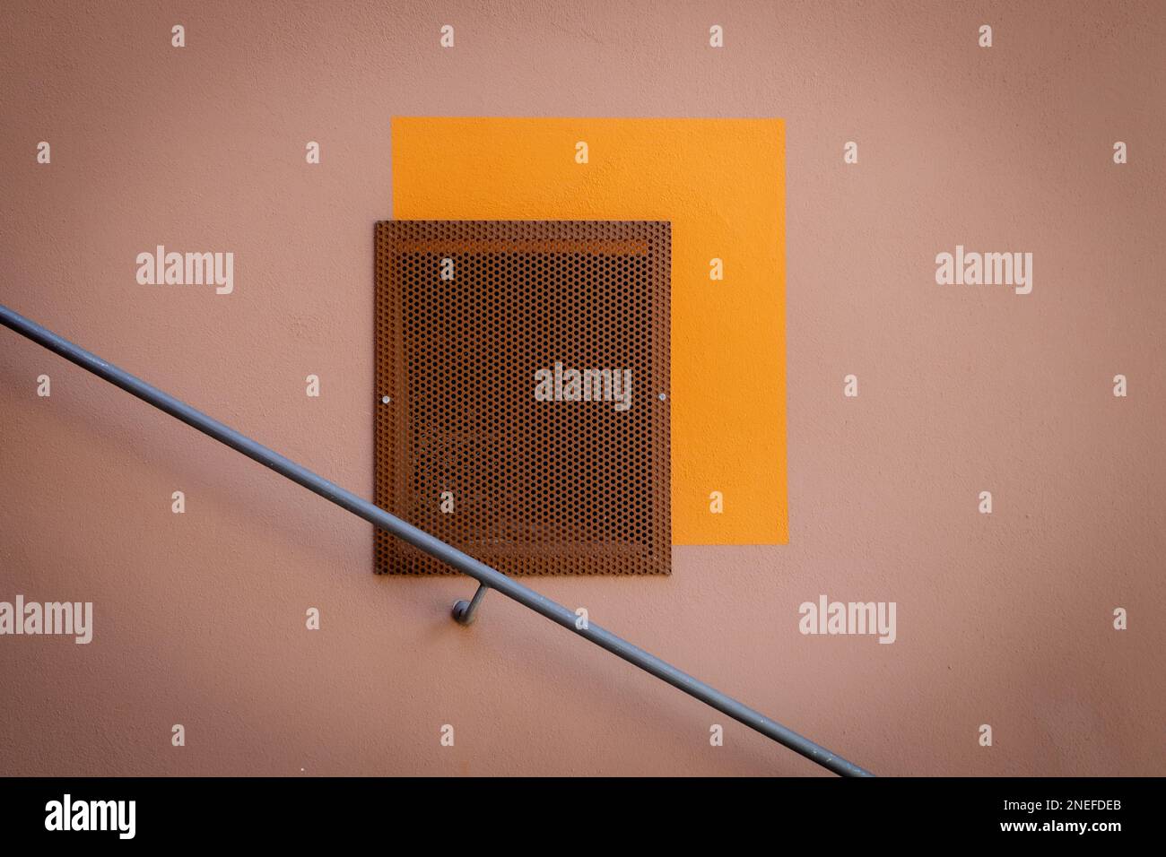 Minimalist view on a window with handrail Stock Photo - Alamy