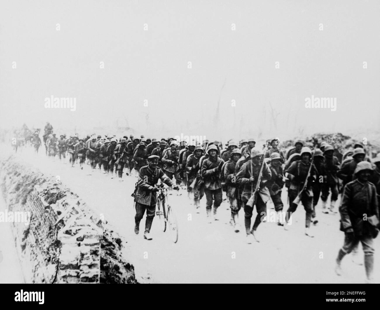 German troops advancing at the western front in 1918. Most of the boys ...