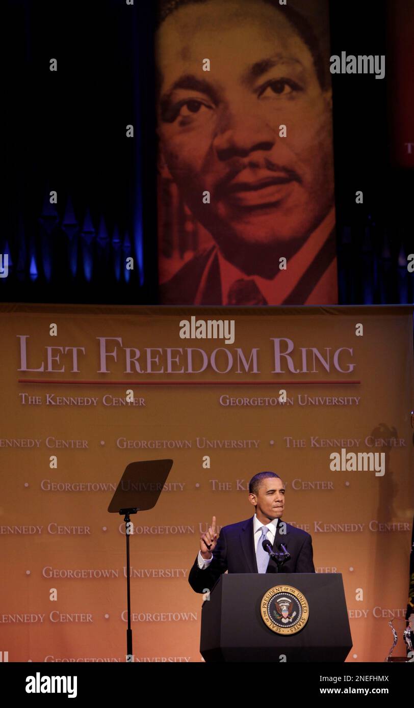 President Barack Obama gestures as he speaks at the 'Let Freedom Ring ...