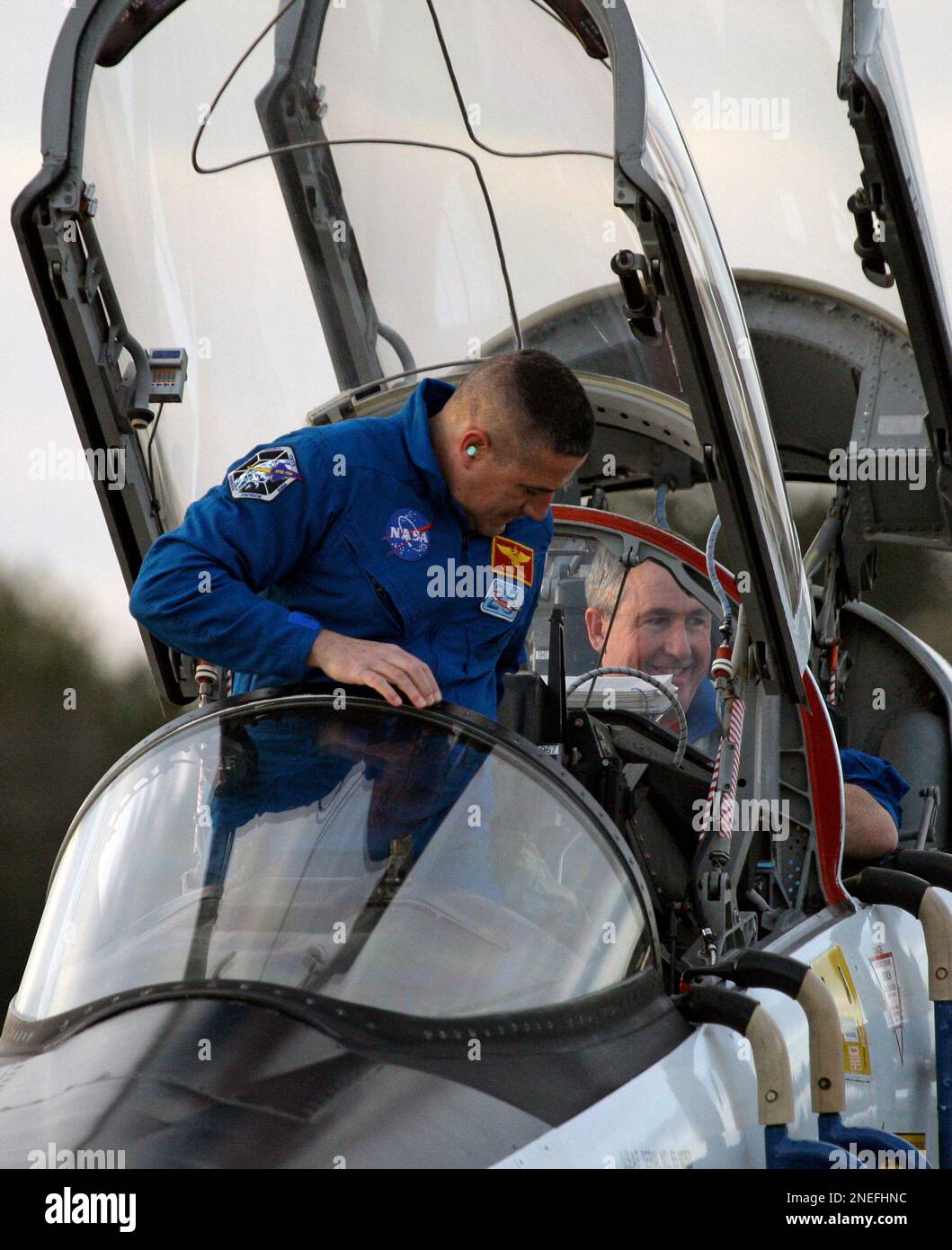 Space shuttle Endeavour commander George Zamka, left, and mission ...