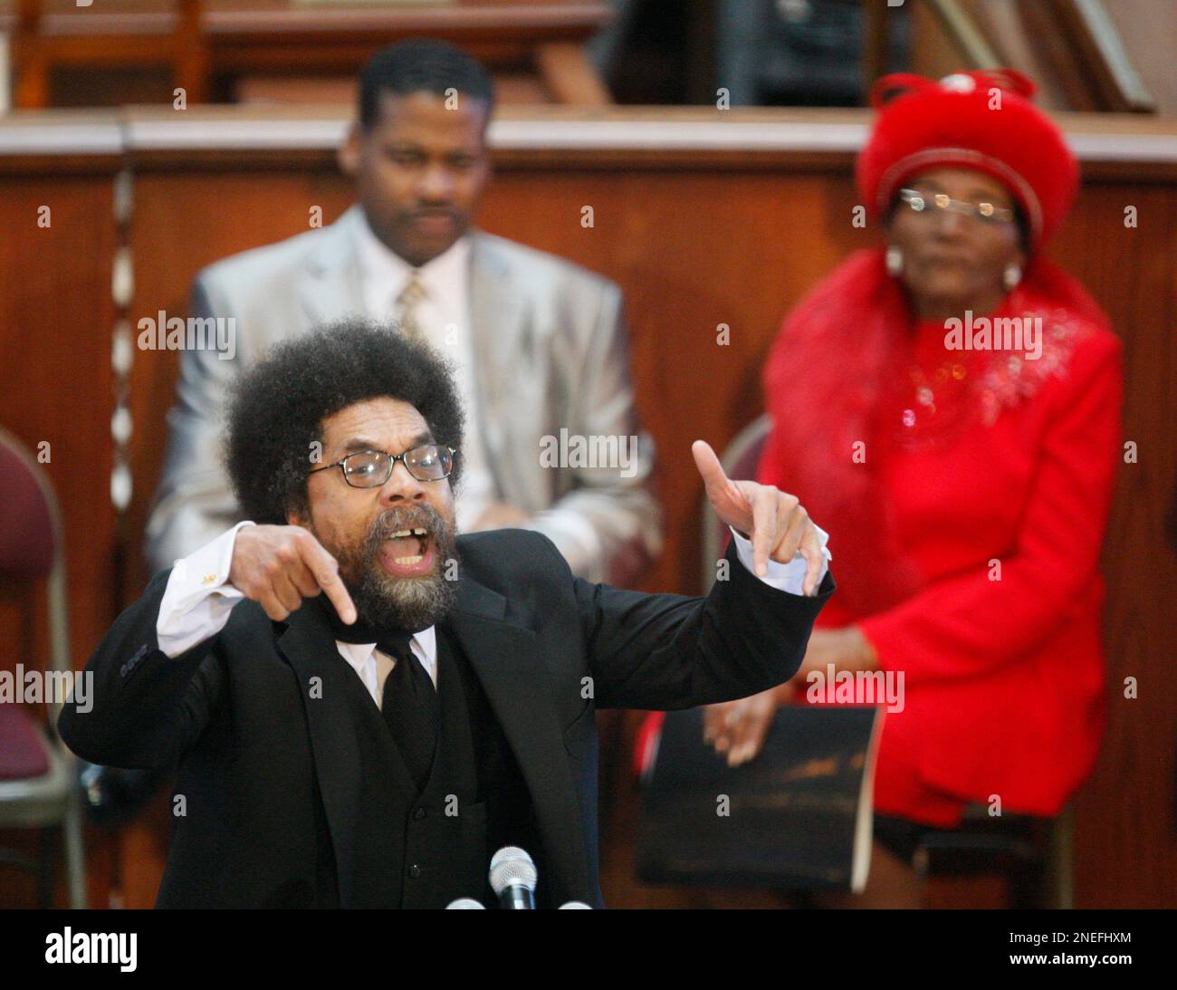 Keynote speaker Cornel West gestures as he speaks during the Martin ...