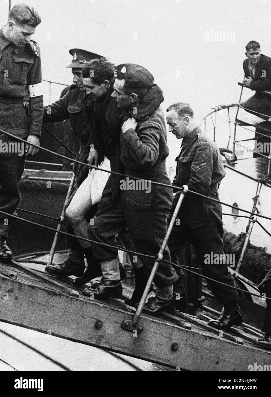 Nazi survivors from the battleship Bismarck have been landed at a ...