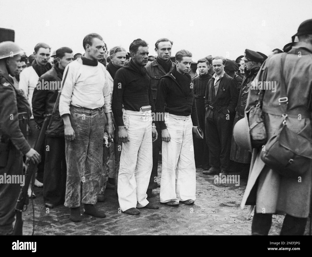 Nazi survivors from the Bismarck were landed at a British port from a ...