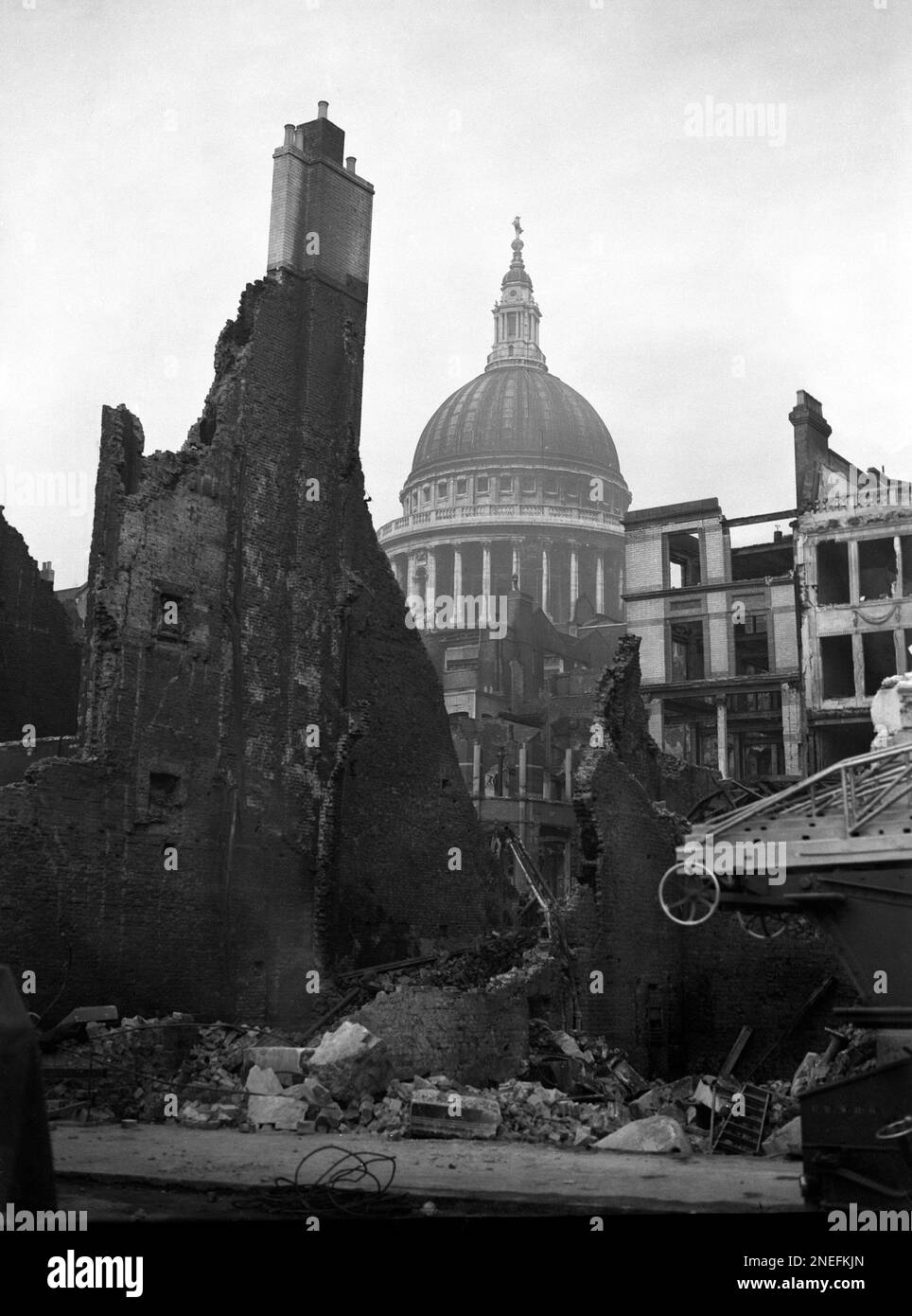A Nazi air raid has opened up this view of St. Paul’s Cathedral, from ...