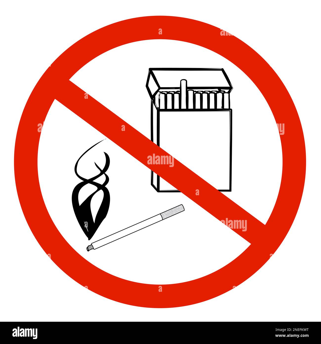 Red no smoking sign with crossed out pack of cigarettes and smoking ...