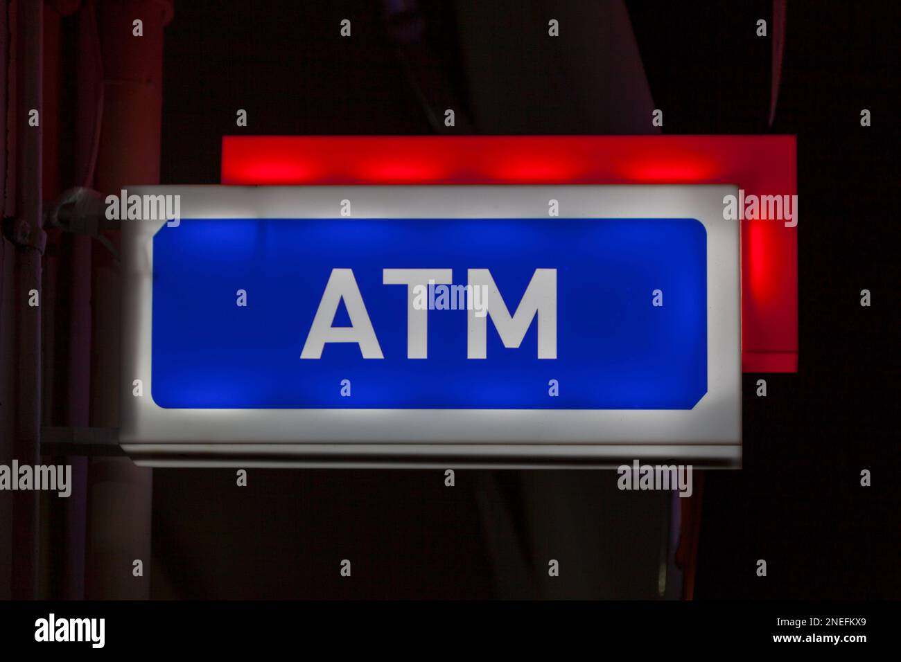 ATM sign in Athens indicating that an automated teller machine is ...