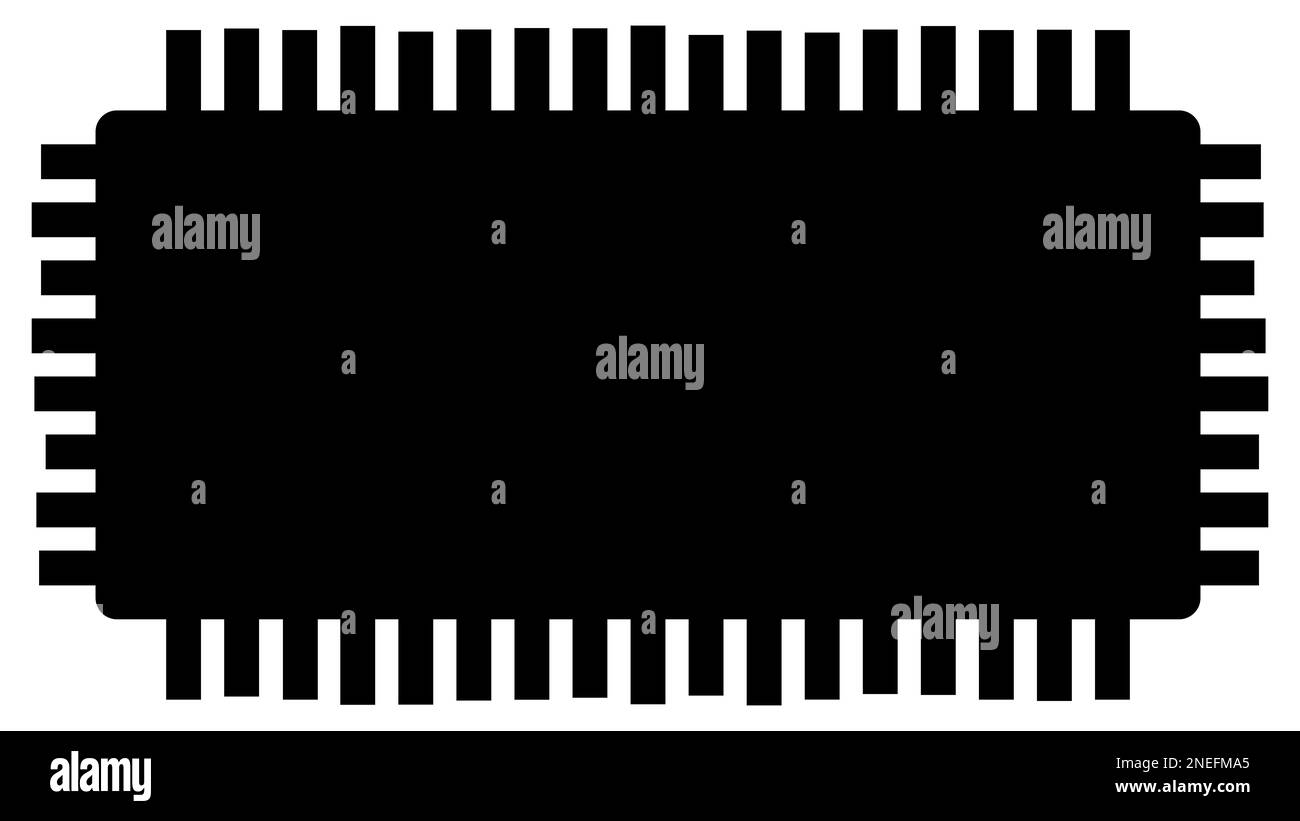 Silhouette of simple schematic chip or component for microcircuits ...