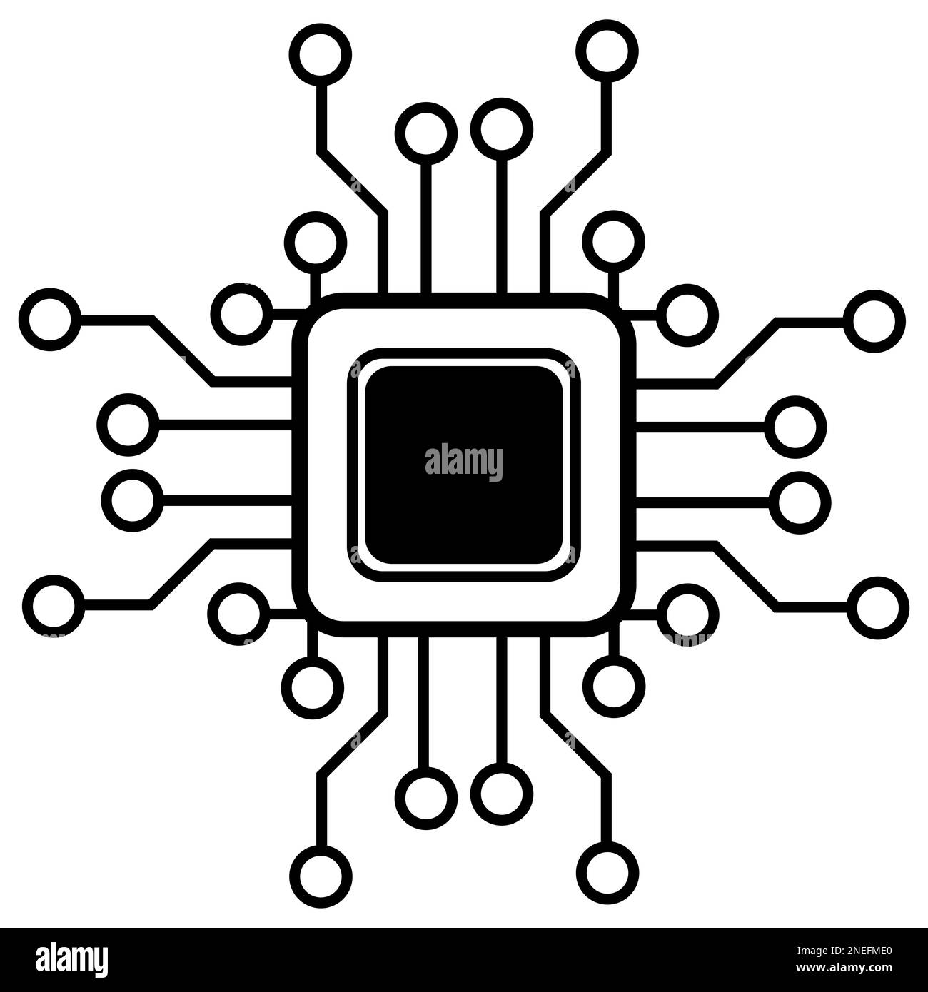 Silhouette of simple schematic chip or component for microcircuits ...