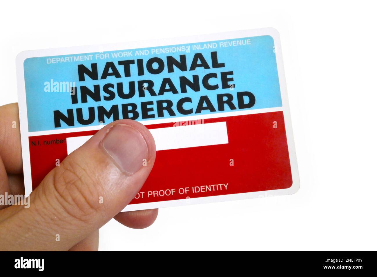 Fingers of a man holding a National Insurance Number Card Stock Photo ...