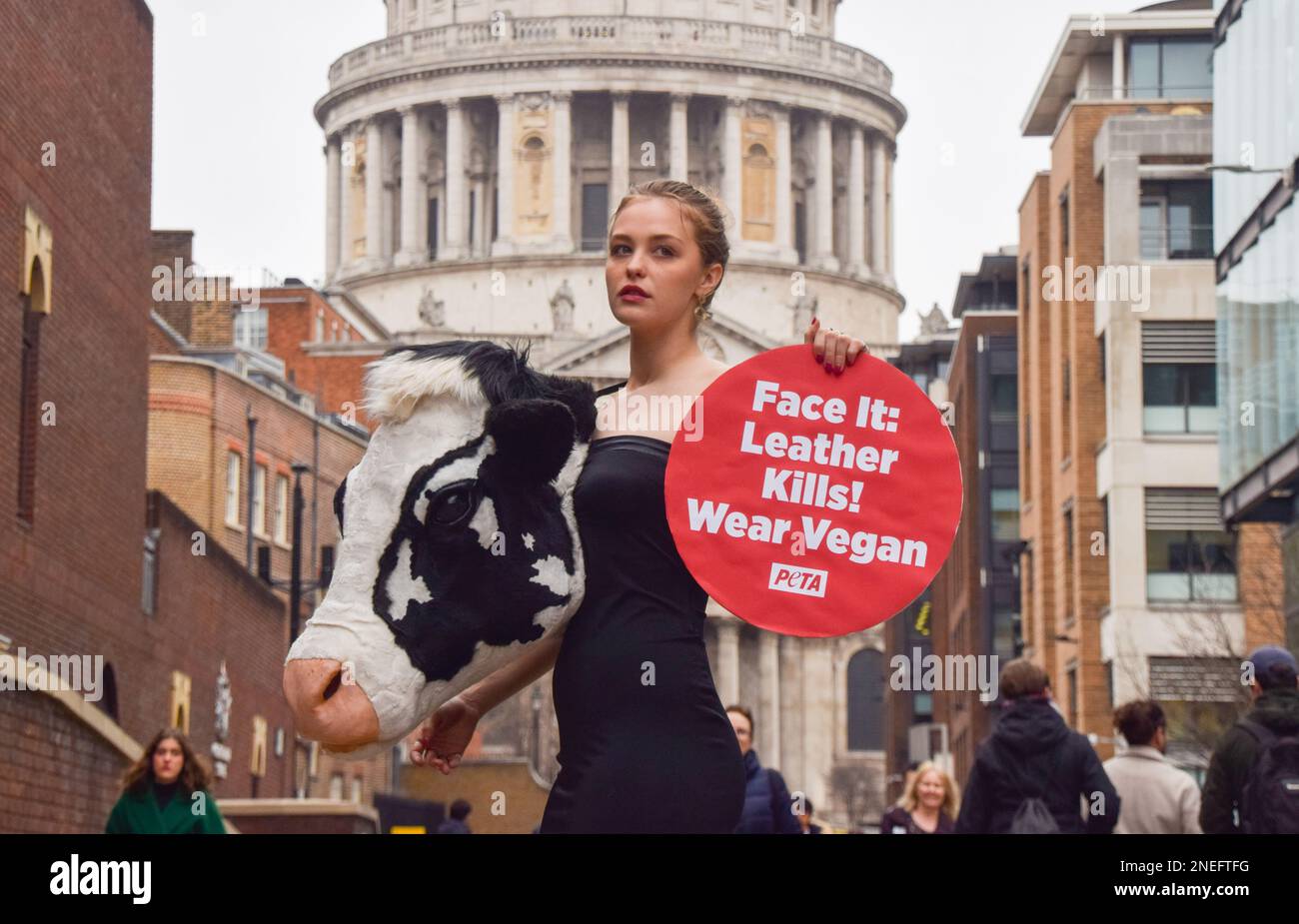 London, England, UK. 16th Feb, 2023. Animal rights group PETA staged a ...