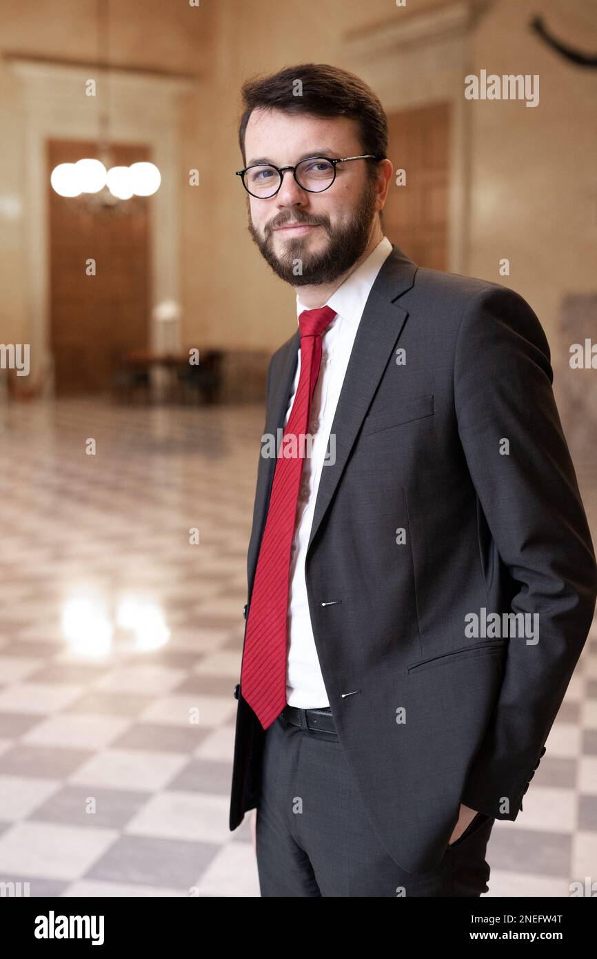 Deputy of the group Socialistes et apparentes, Arthur Delaporte poses ...