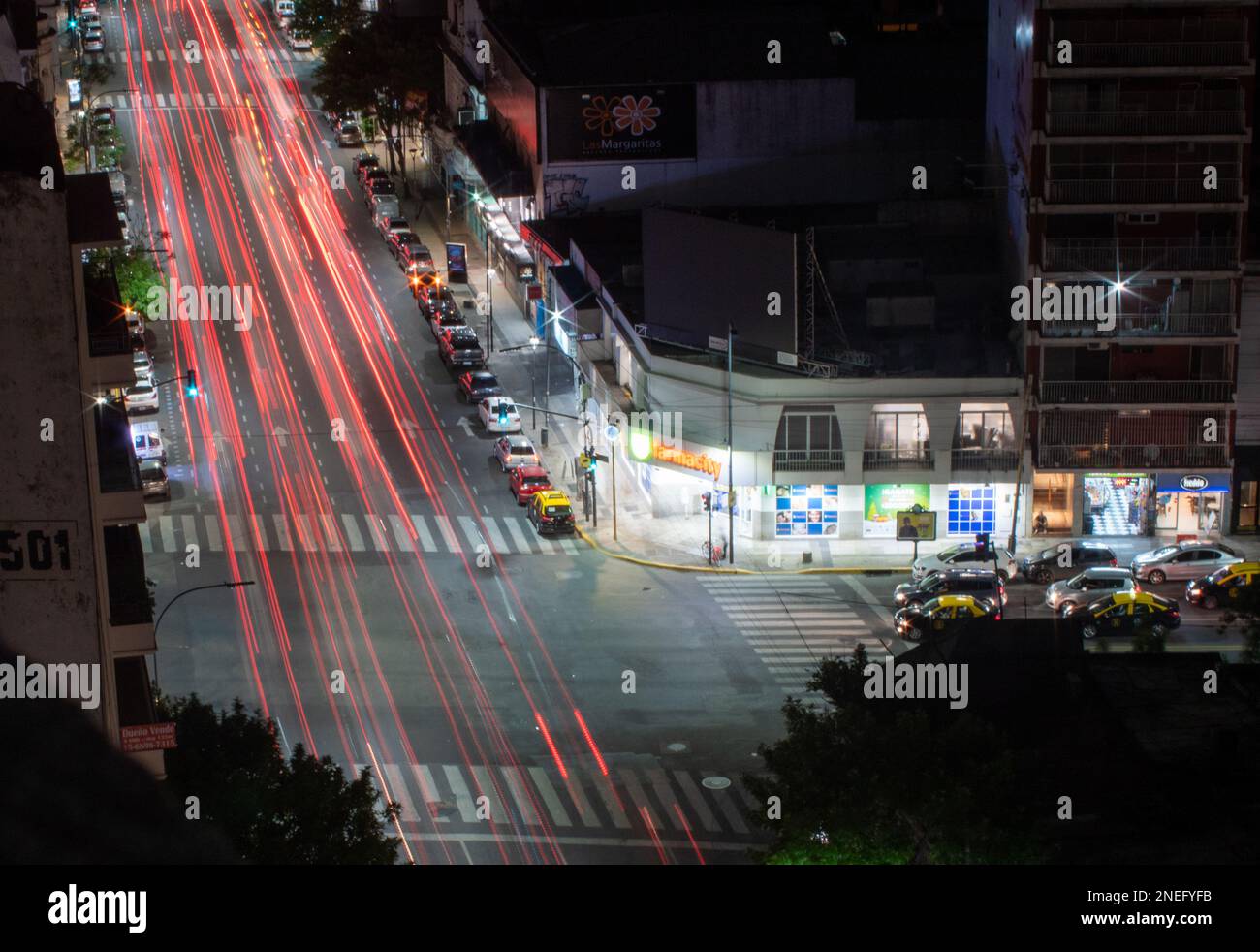 A light trail image of traffic in Villa Crespo, Argentina Stock Photo ...