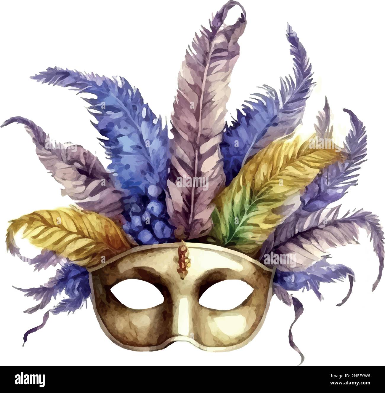 Carnival venetian mask from a splash of watercolor, colored drawing ...