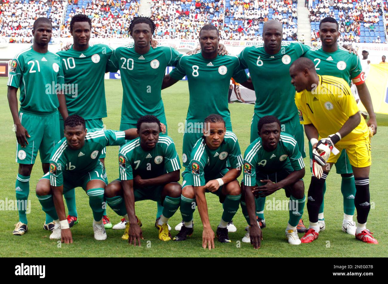 Nigeria's team, front row, from left, Kalu Uche, Chinedu Obasi, Peter ...