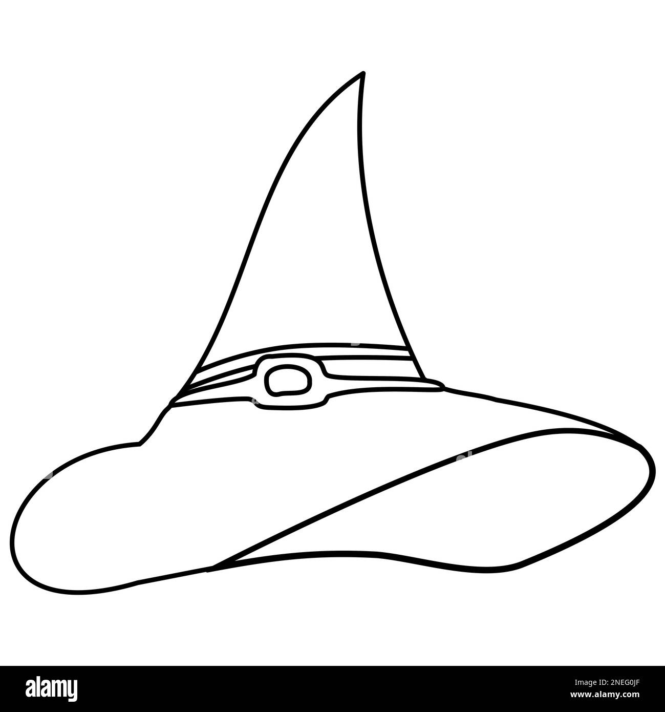 Witches hat outline with buckle isolated on white background. Vector ...