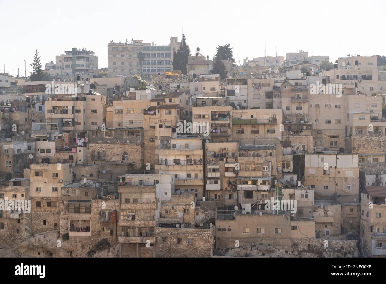 An aerial of the weathered buildings in Jerusalem, Israel Stock Photo ...