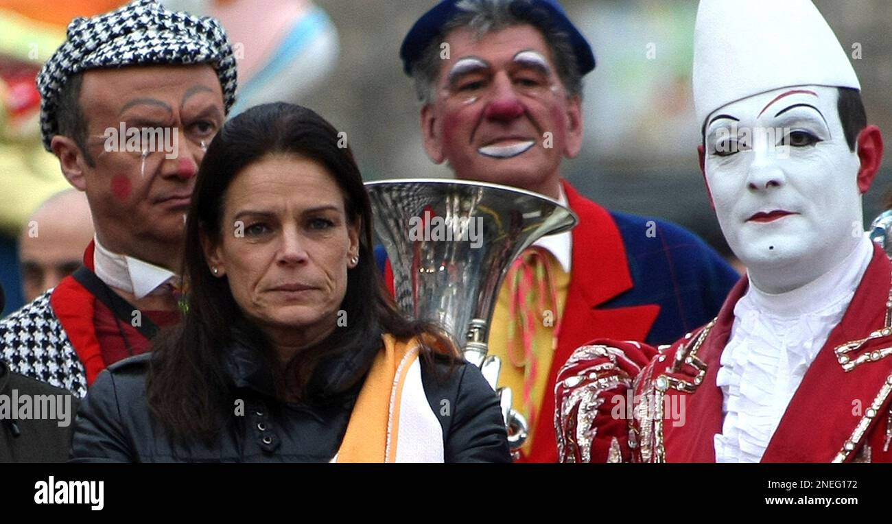 Princess Stephanie of Monaco and clowns attend the parade of the 34th ...