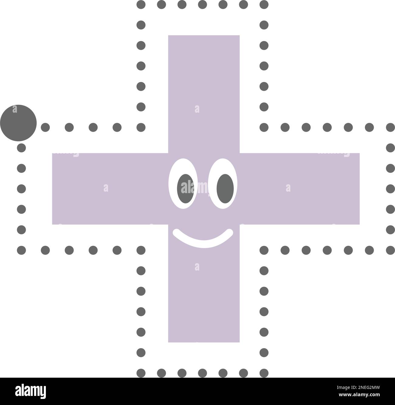 Dotted cross shape for tracing lines for preschool and kindergarten ...