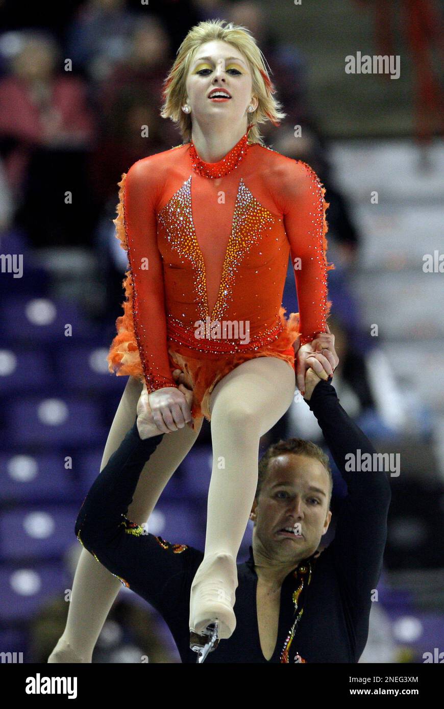 Caydee Denney and Jeremy Barrett perform their short program during the ...
