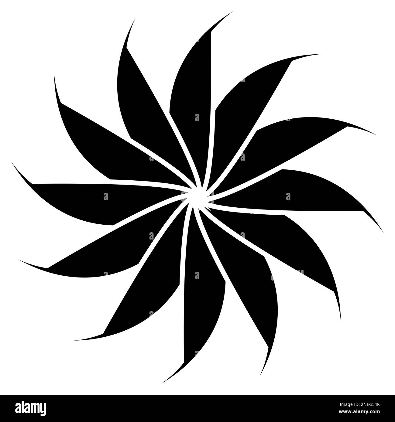 Sun or flower shape silhouette isolated on white. Circular shape with ...