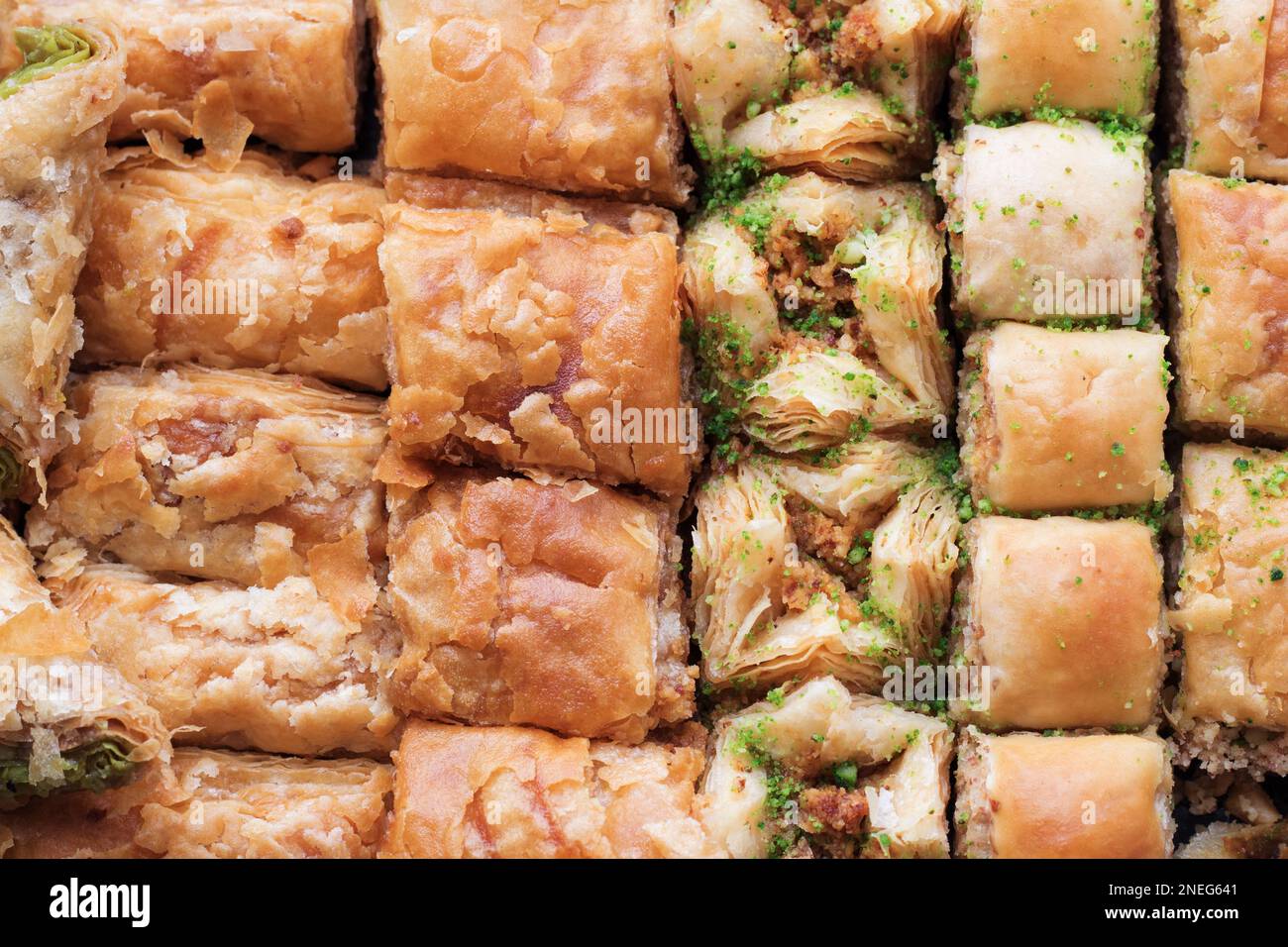 traditional sweet oriental dessert, oriental sweets close-up, baklava ...