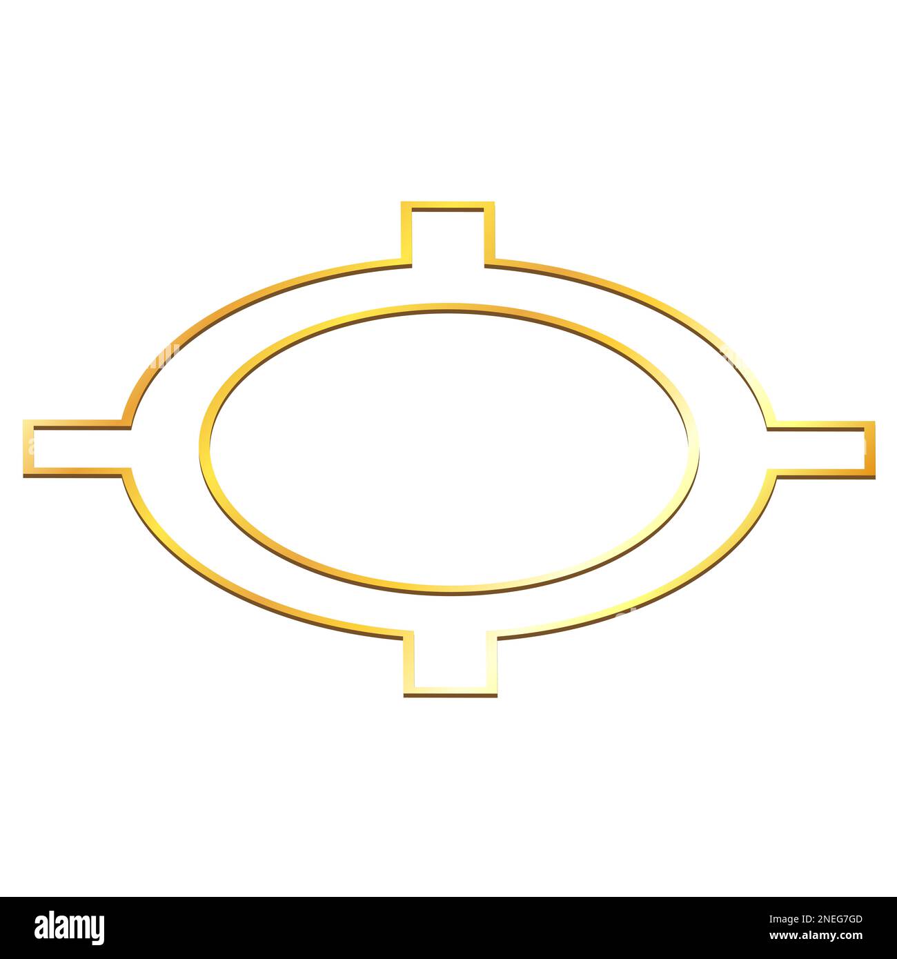 Golden universal currency sign outline isometric top view isolated on ...