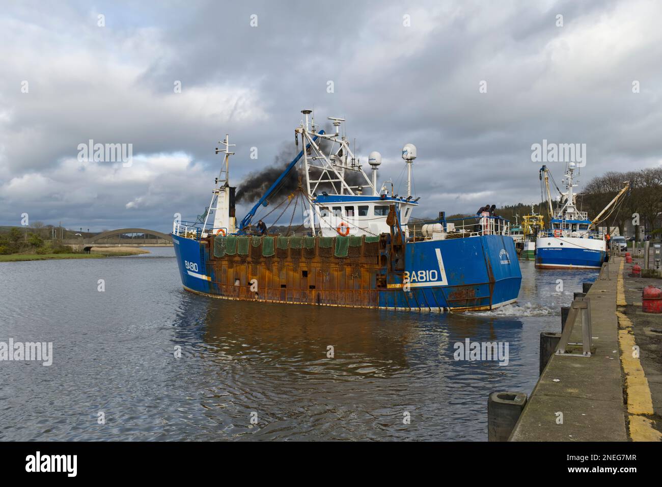Scallop trawler fishing boat Kingfisher leaves the harbour at ...