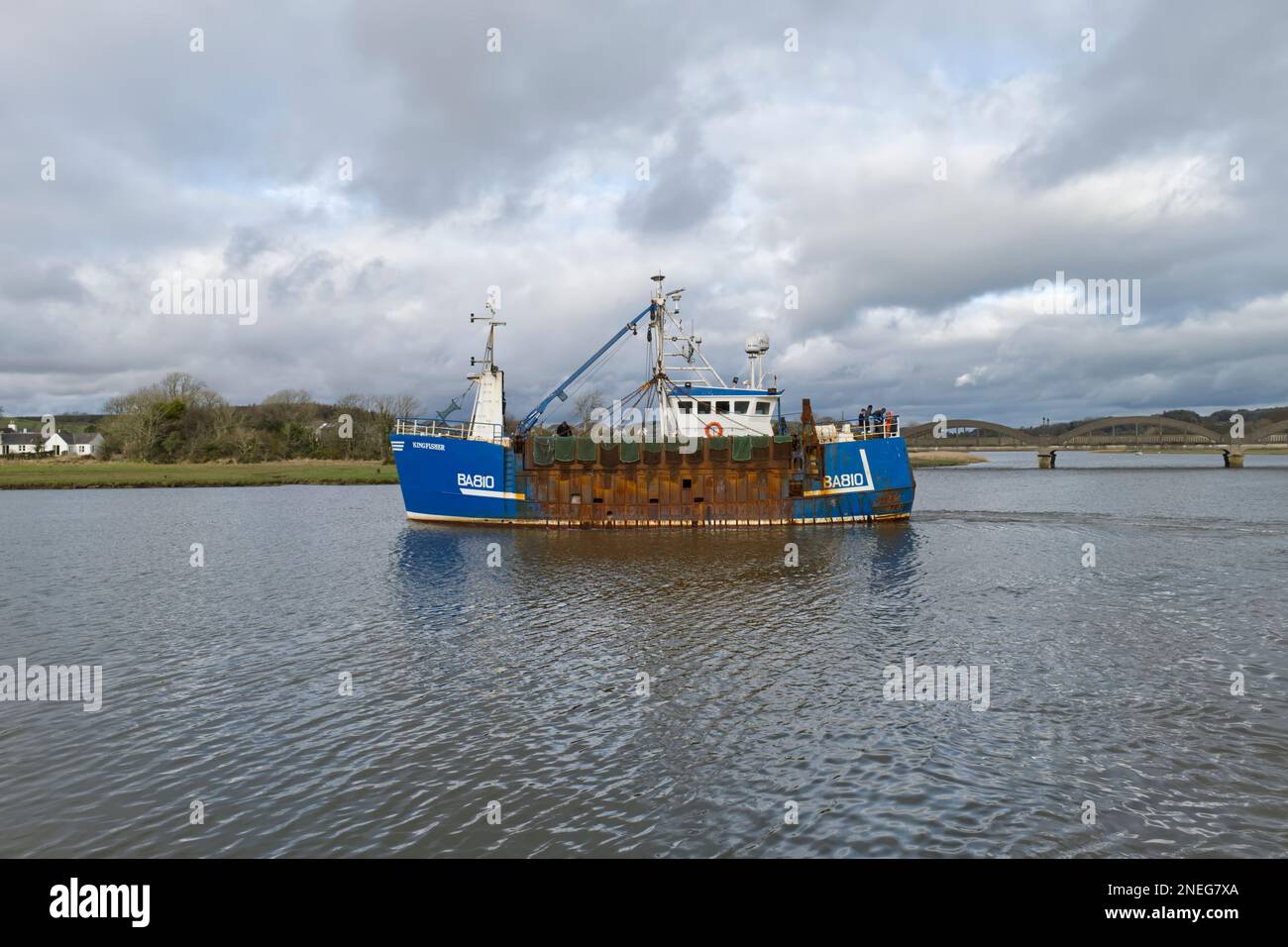 Scallop trawler fishing boat Kingfisher leaves the harbour at ...