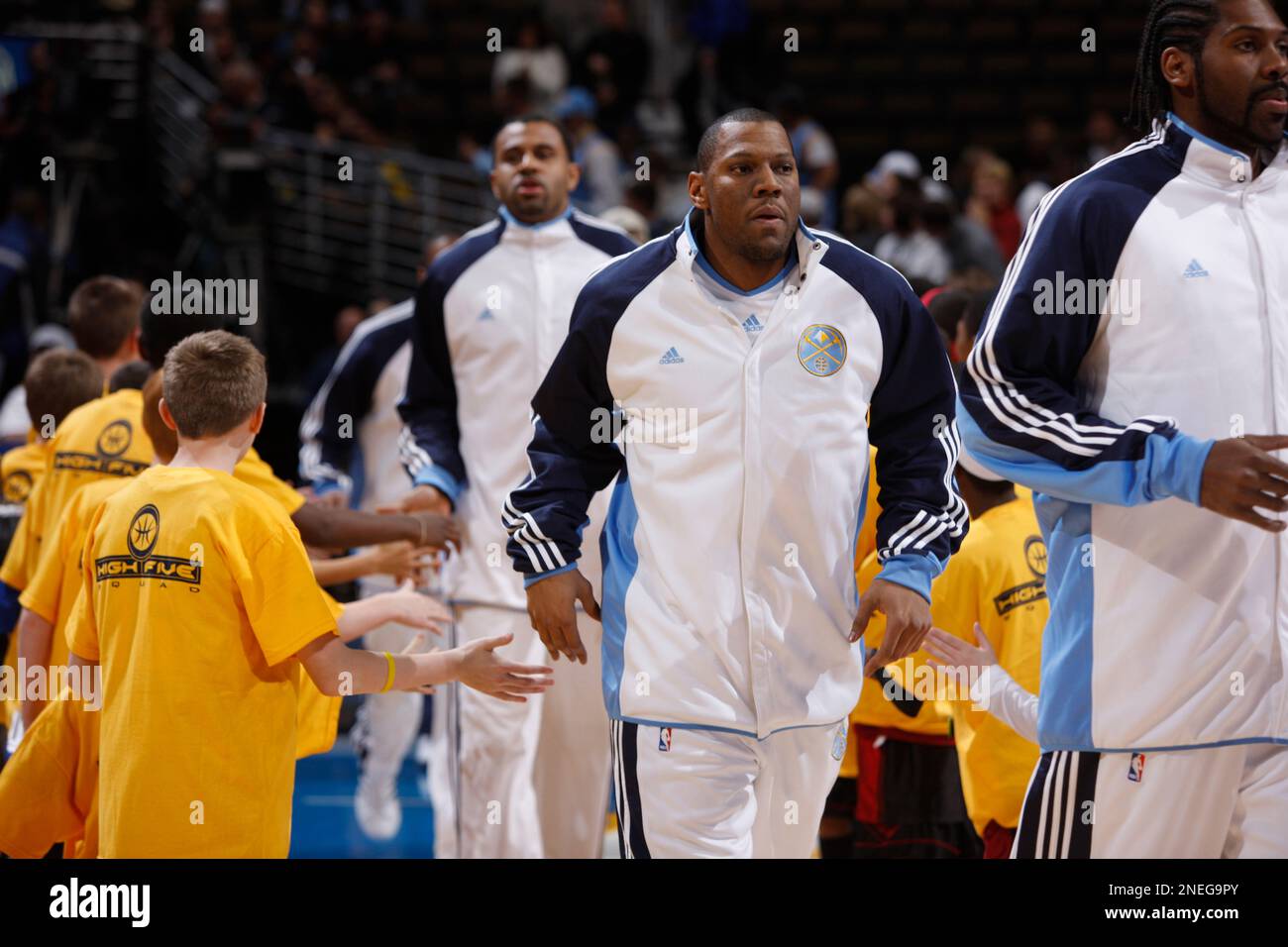 Denver Nuggets forward Joey Graham warms up before facing the Golden ...