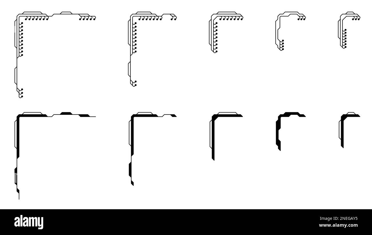 Set of tech corner isolated on white background. Vector design element ...