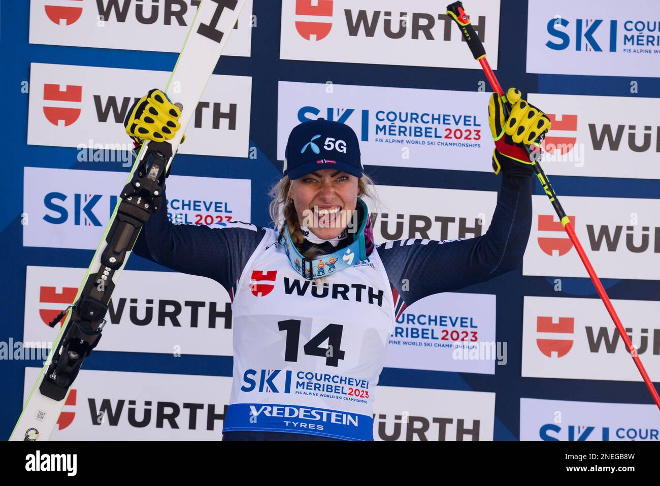 France. 16th Feb, 2023. Ragnhild Mowinckel of Norway on the podium ...