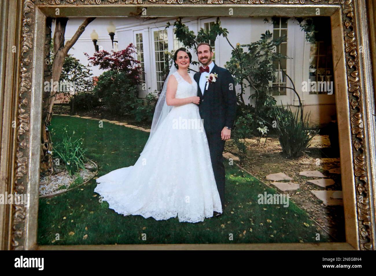 T.J. Shushereba, and his wife Jennifer Gonzales on their wedding day on ...
