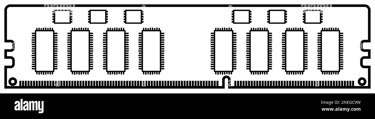 Outline RAM for desktop computer, memory stick isolated on white ...