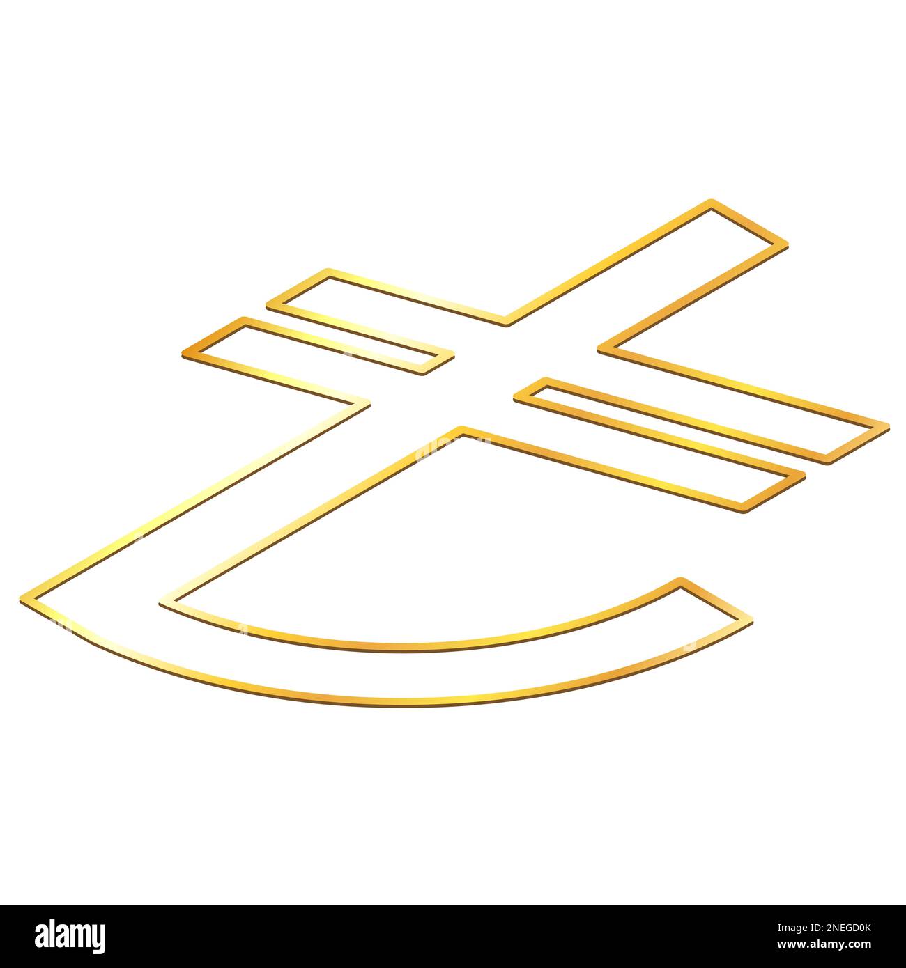 Turkish lira TRY currency golden sign outline isometric top view ...