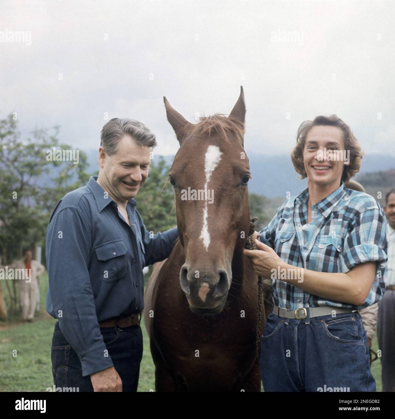 Nelson Rockefeller and wife ?Happy? horseback riding on farm Monte ...