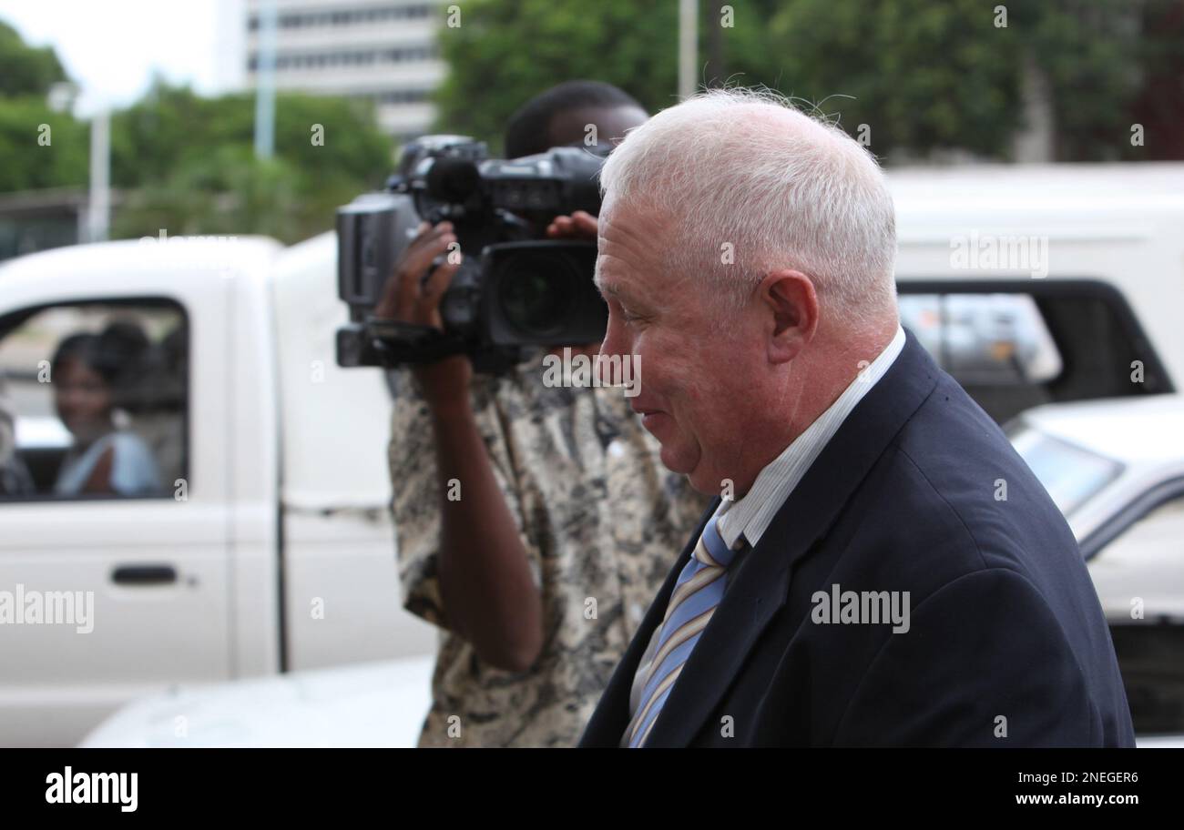 Roy Bennett arrives at the High Court in Harare, Zimbabwe, Wednesday ...