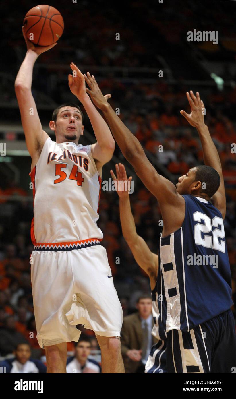 Illinois' Mike Tisdale (54) shoots over Penn State's Andrew Jones (22 ...