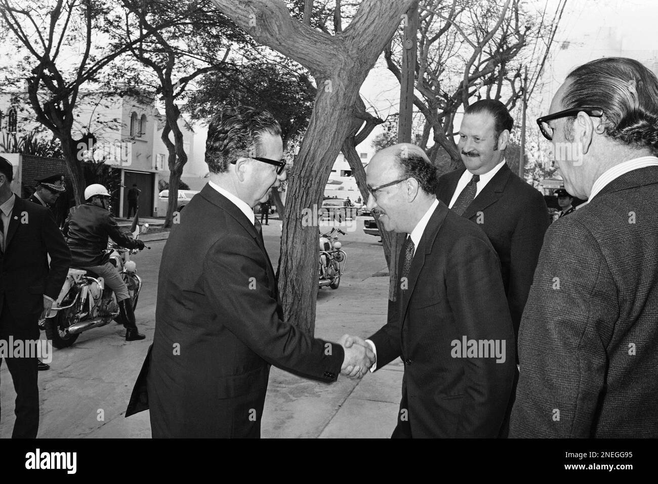 Chile?s President Salvador Allende arrives at the Andean Pact Board ...