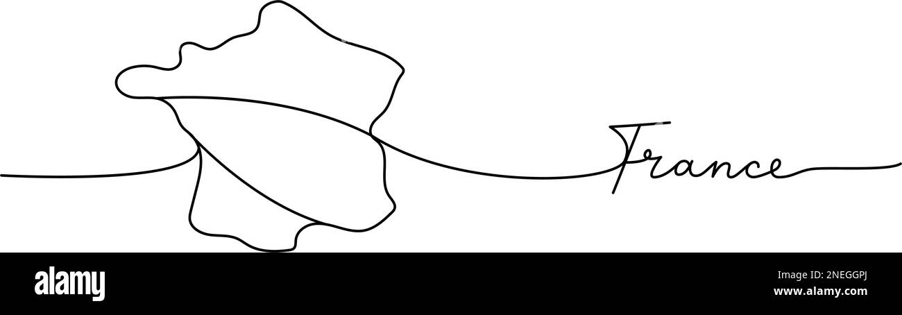 France - word with country silhouette one line. Minimalist drawing of ...